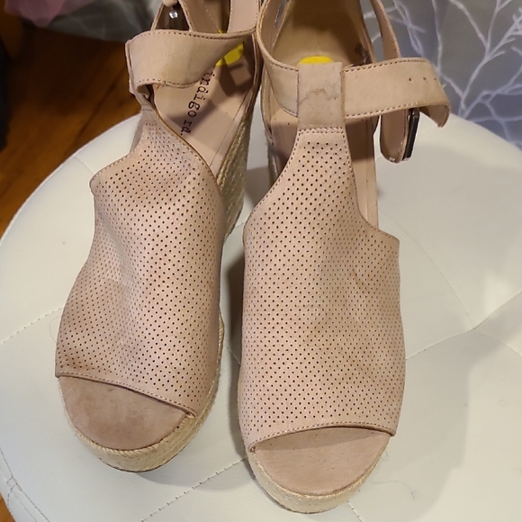 Indigo | Shoes | Indigo Beige Espadrille Peeptoe Sandals | Poshmark